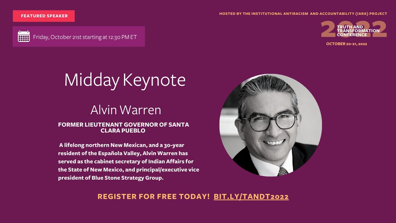 Midday Keynote with Alvin Warren (Truth and Transformation 2022) – Ash ...